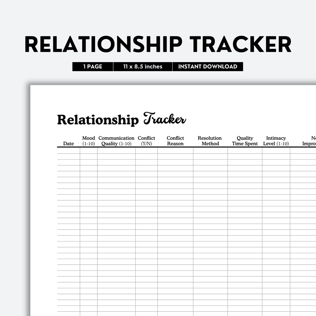 Relationship Tracker, Relationship Goals, Dating Log, Printable Tracker ...