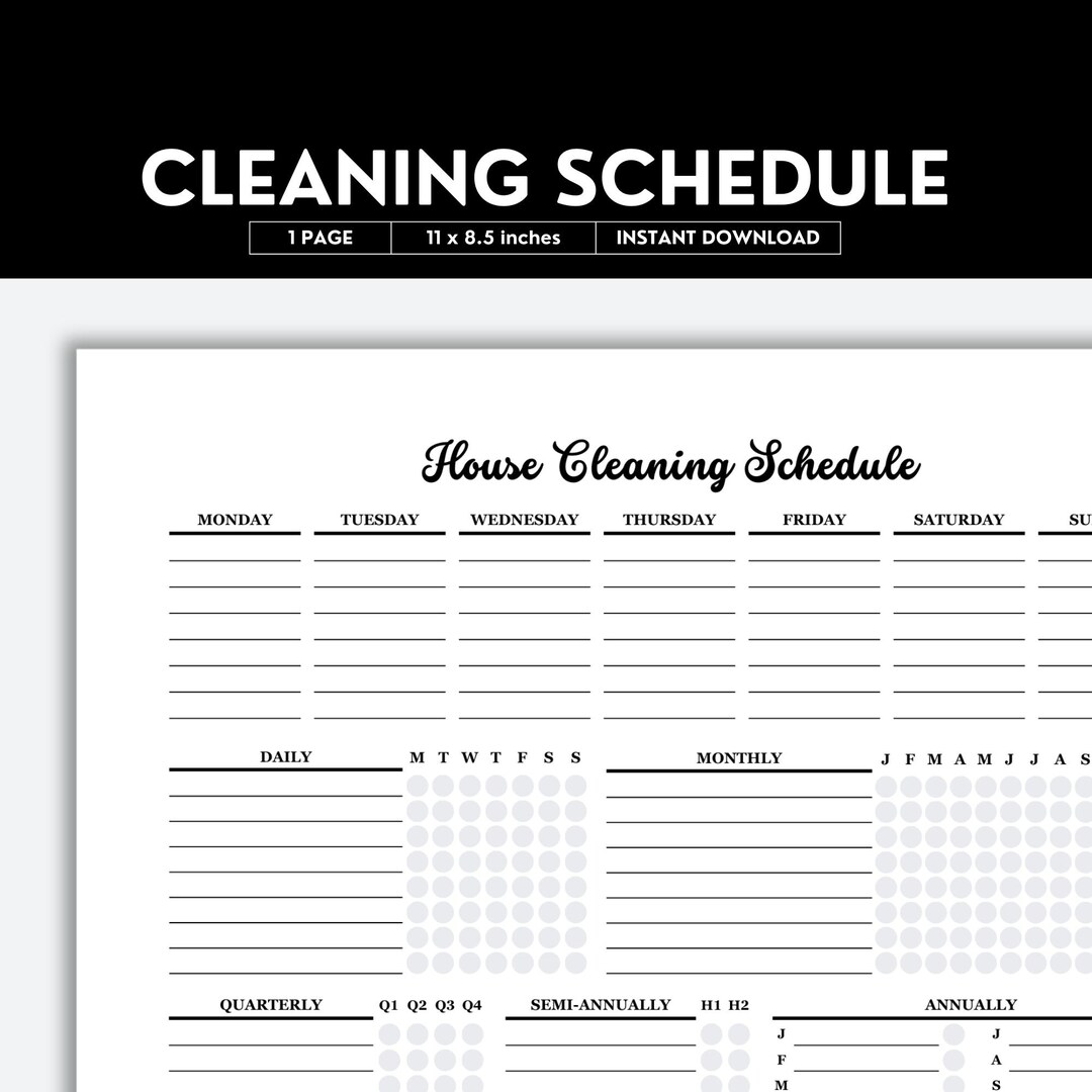 House Cleaning Schedule, Home Cleaning Schedule, Chore Schedule, Daily ...