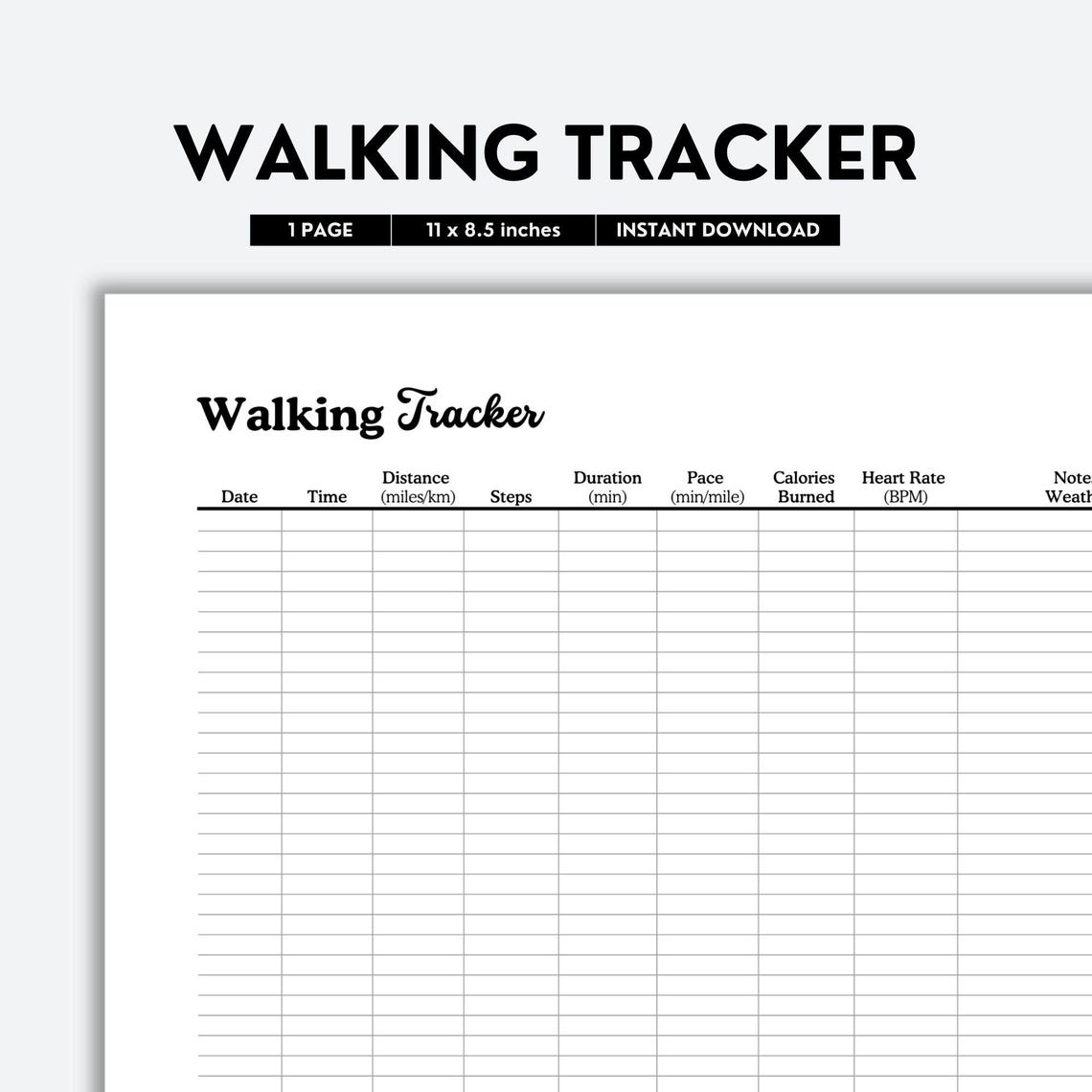 Walking Tracker, Walking Log, Walking Challenge, Fitness Tracker ...