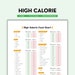 High Calorie, Food Chart, Food Guide, Calorie Content, Calorie Tracking ...