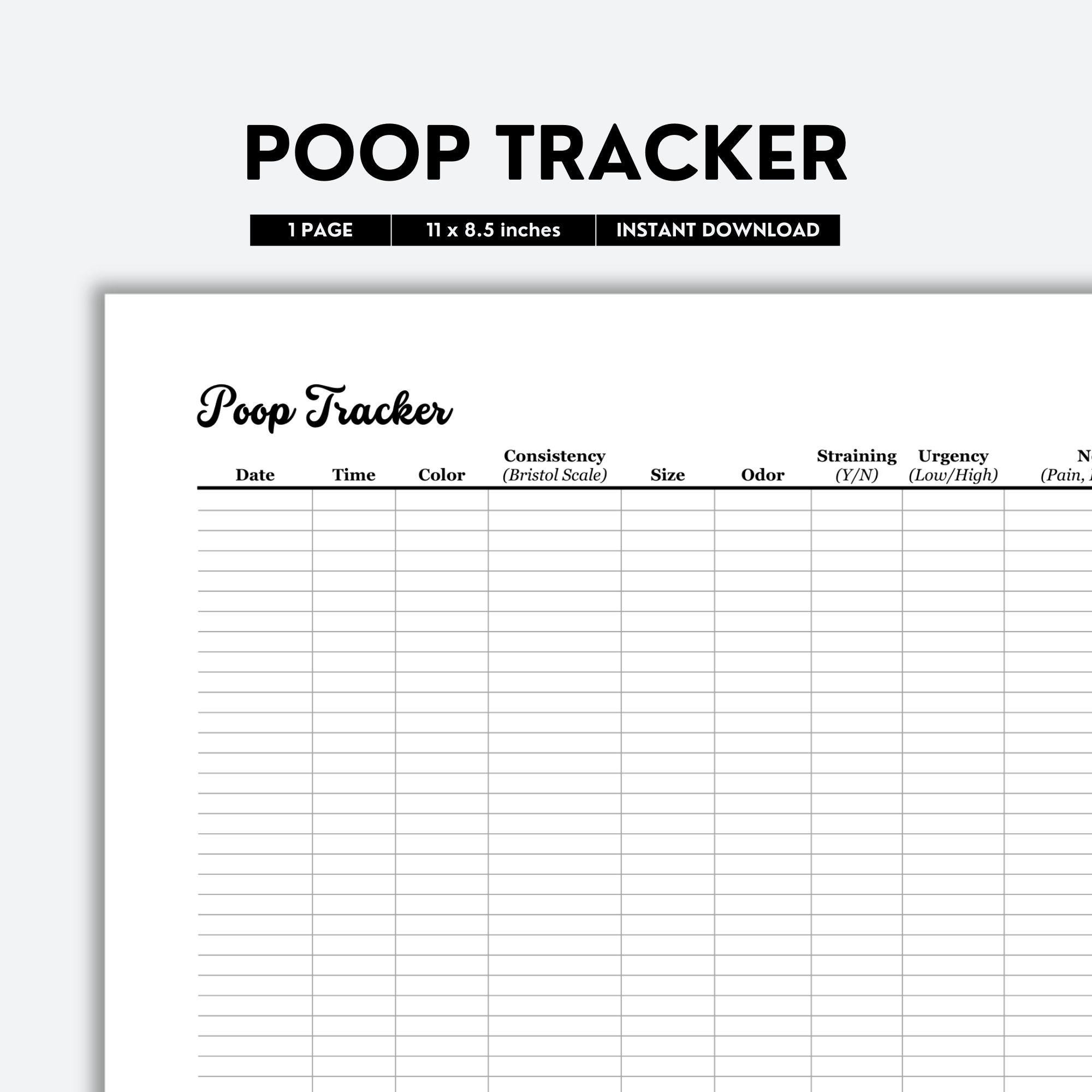 Poop Tracker, Bowel Movement, Food Sensitivity, Poop Journal, Symptom ...