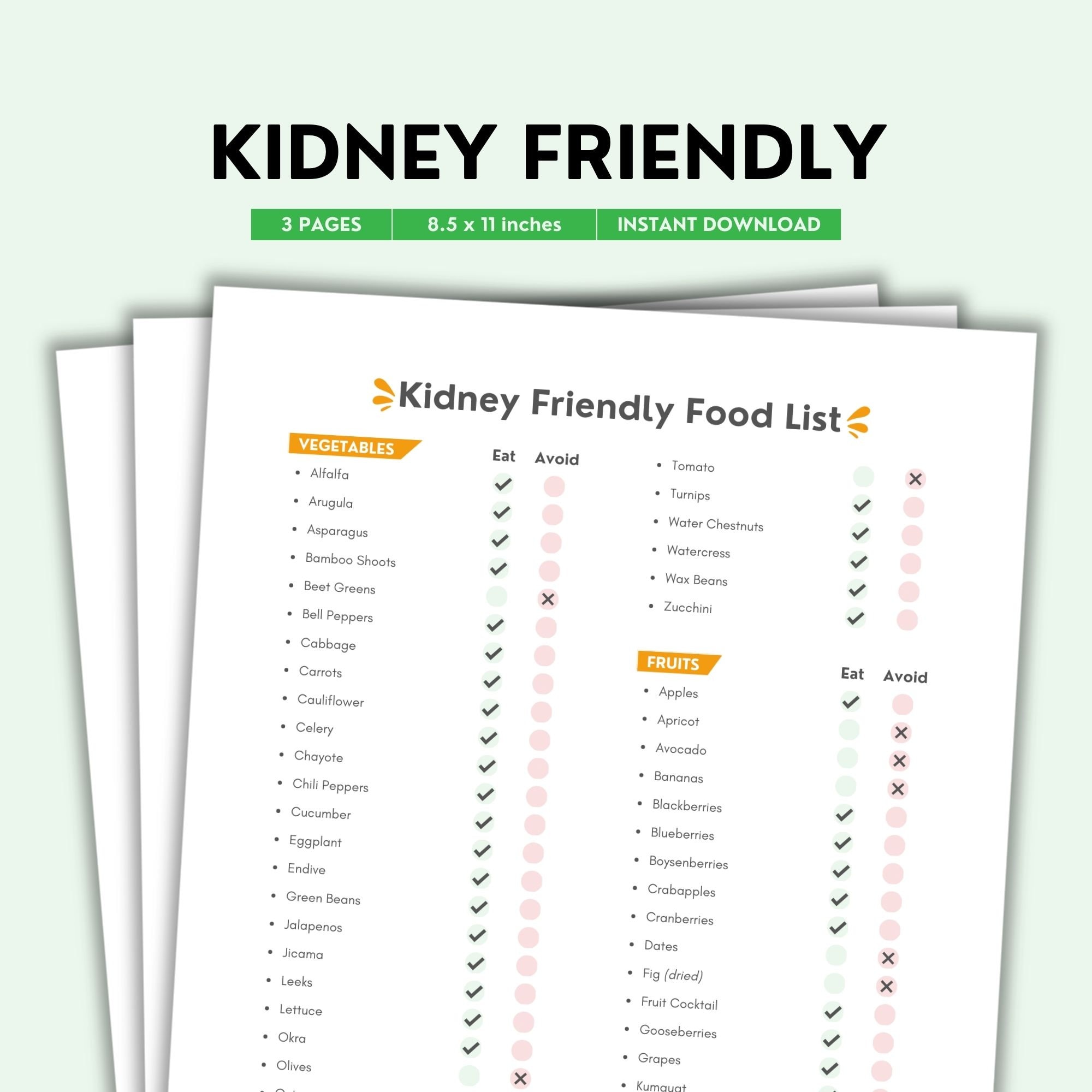 Kidney Friendly, Food Chart, Kidney Disease, Kidney Awareness, Kidney ...