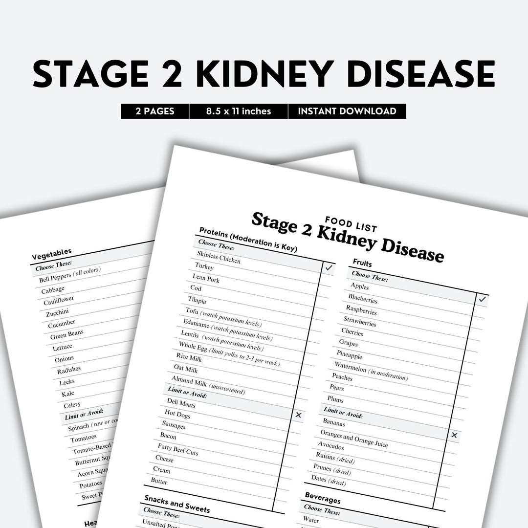 Stage 2 Kidney Disease Food List Printable | B&W PDF | Easy Eat and ...