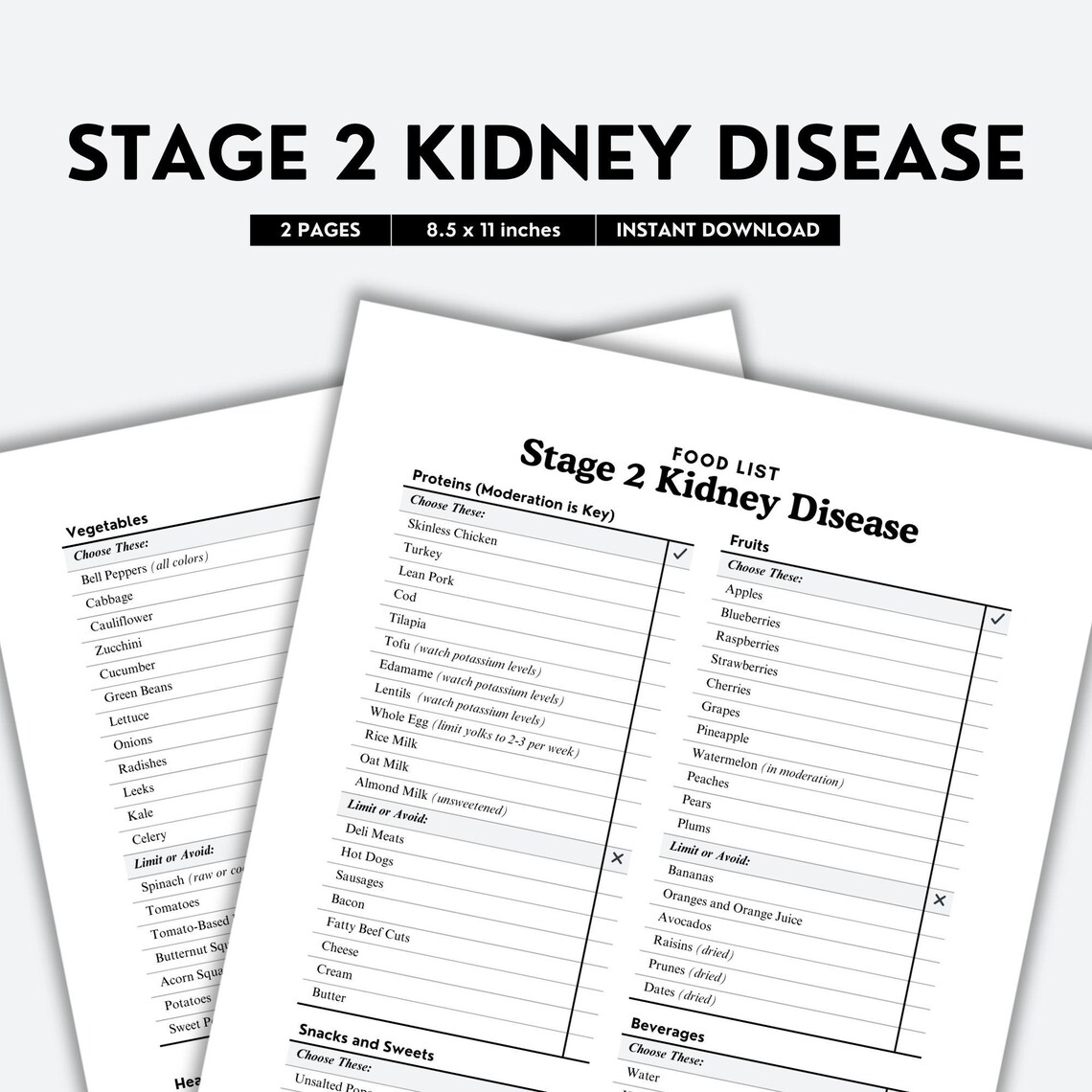 Stage 2 Kidney Disease, Kidney Disease Diet, Renal Diet, Kidney Food ...