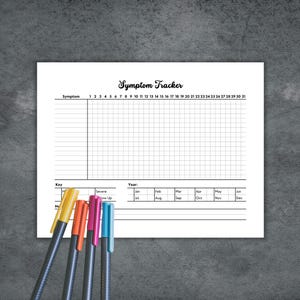 Symptom Tracker | B&W PDF | Daily Health and Wellness Log | Printable ...