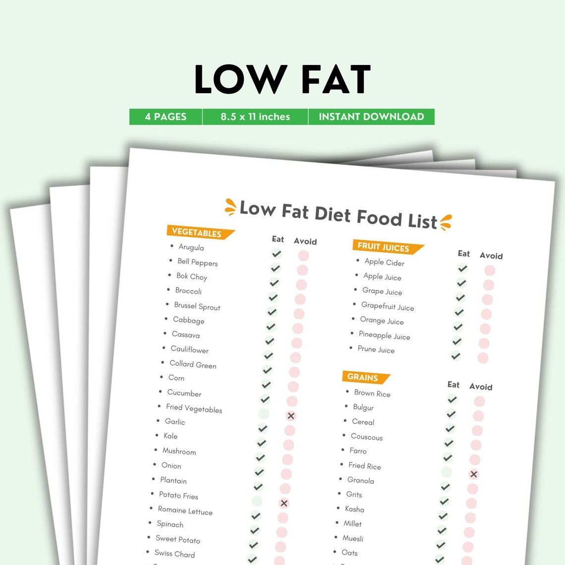 Low Fat Diet, Food List, Low Fat Foods, Grocery List, Healthy Choices ...