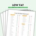 Low Fat Diet, Food Chart, Low Fat Foods, Grocery List, Shopping List ...