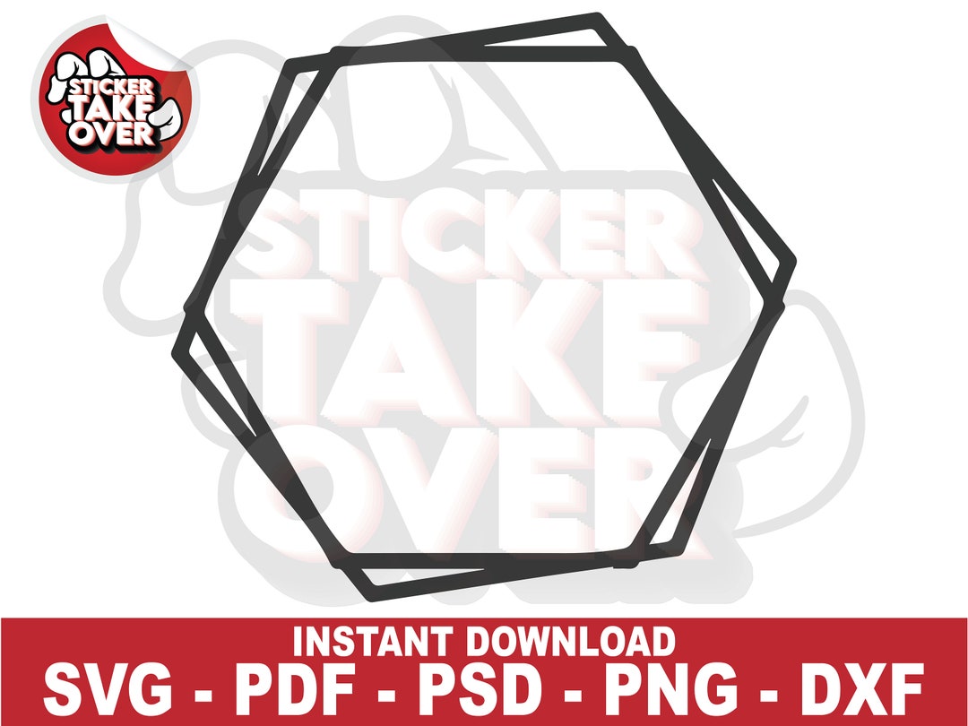 Double Hexagon Frame Svg, Pdf, Psd, Png, Dxf, Source File, Image, Vinyl ...
