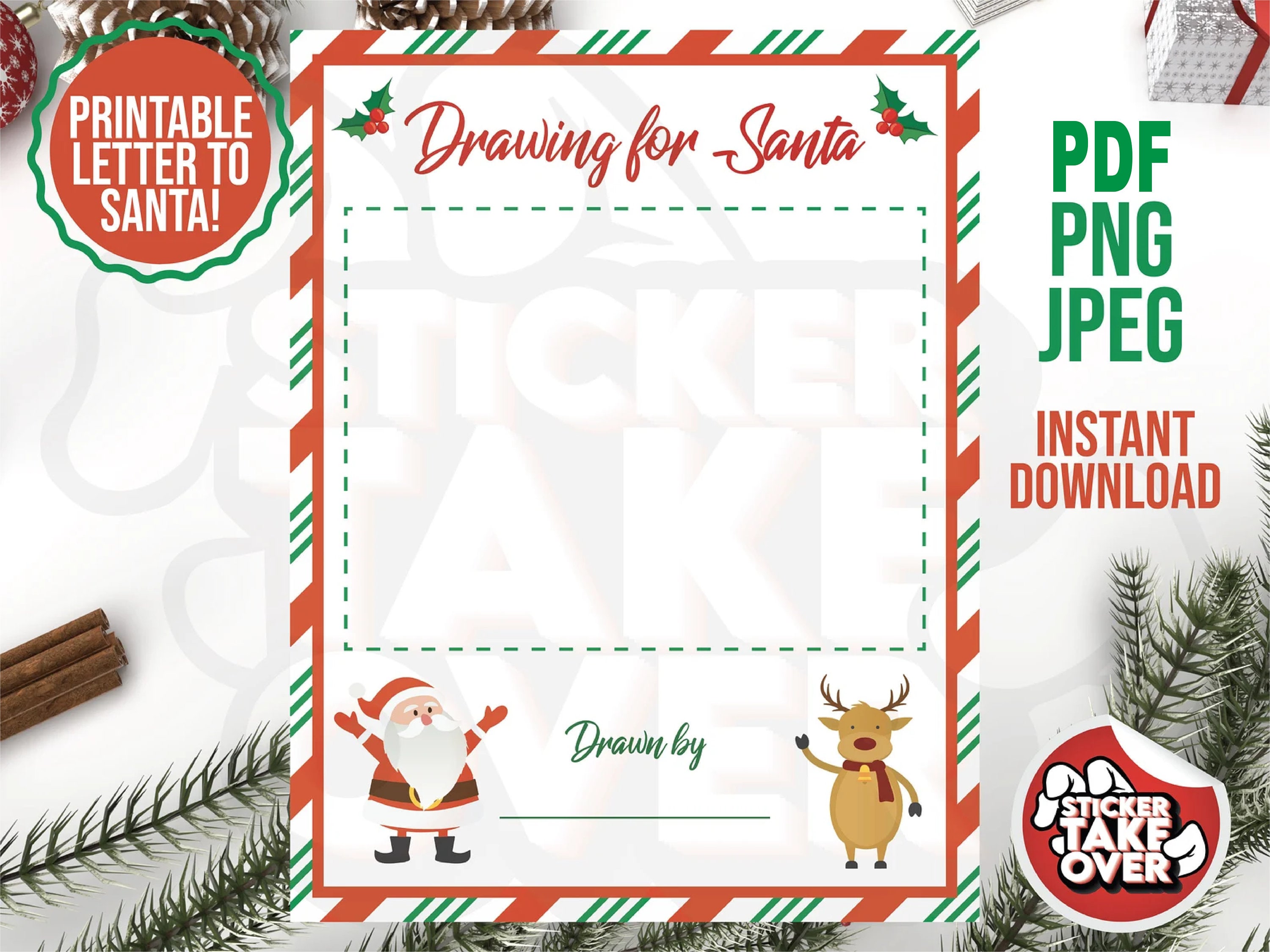Drawing for Santa PRINTABLE Pdf Png Jpeg Letter for Santa - Etsy Canada
