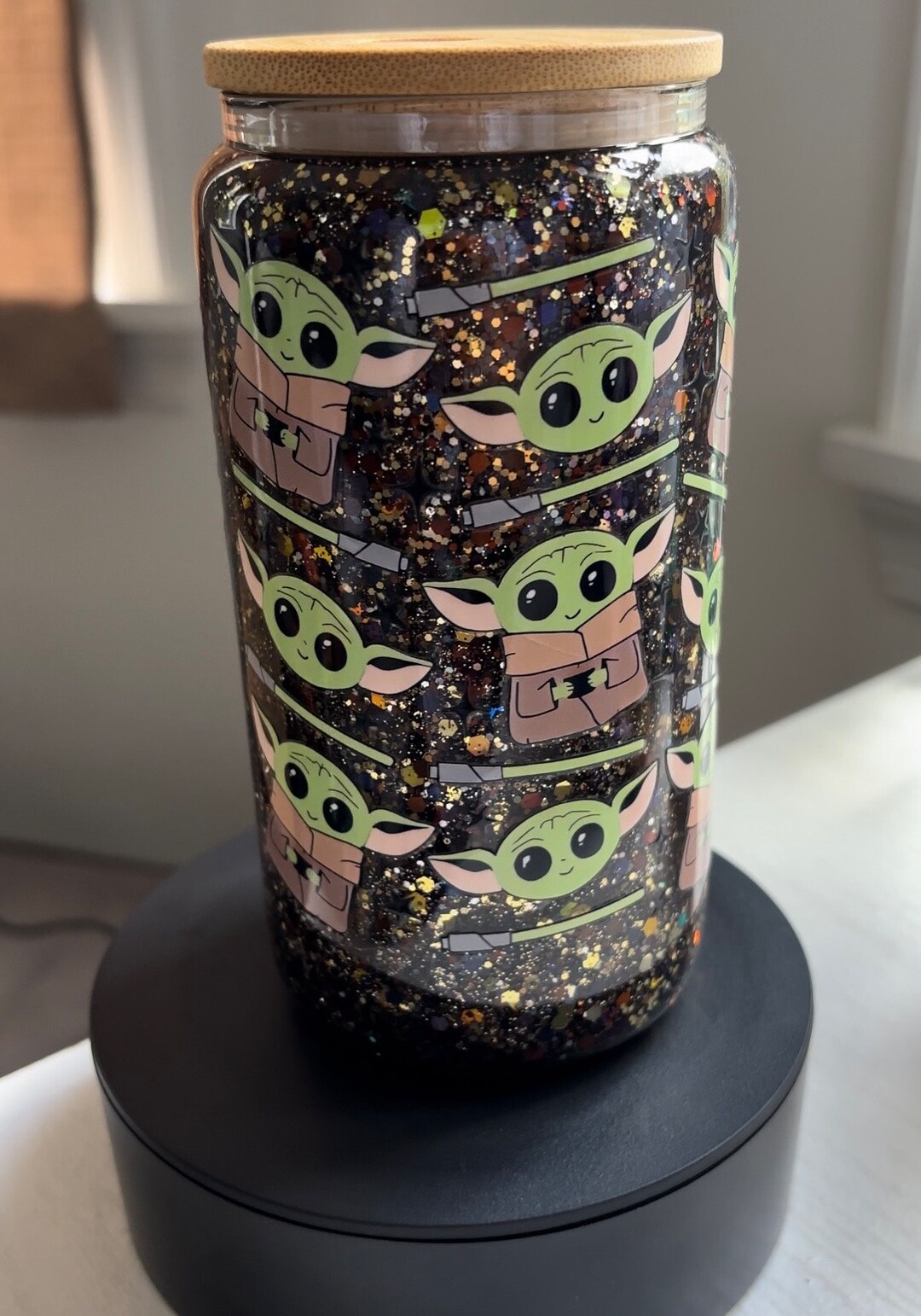 Baby Yoda 16 Oz Snow Globe Tumbler | Star Wars | Glass | Cartoon - Etsy