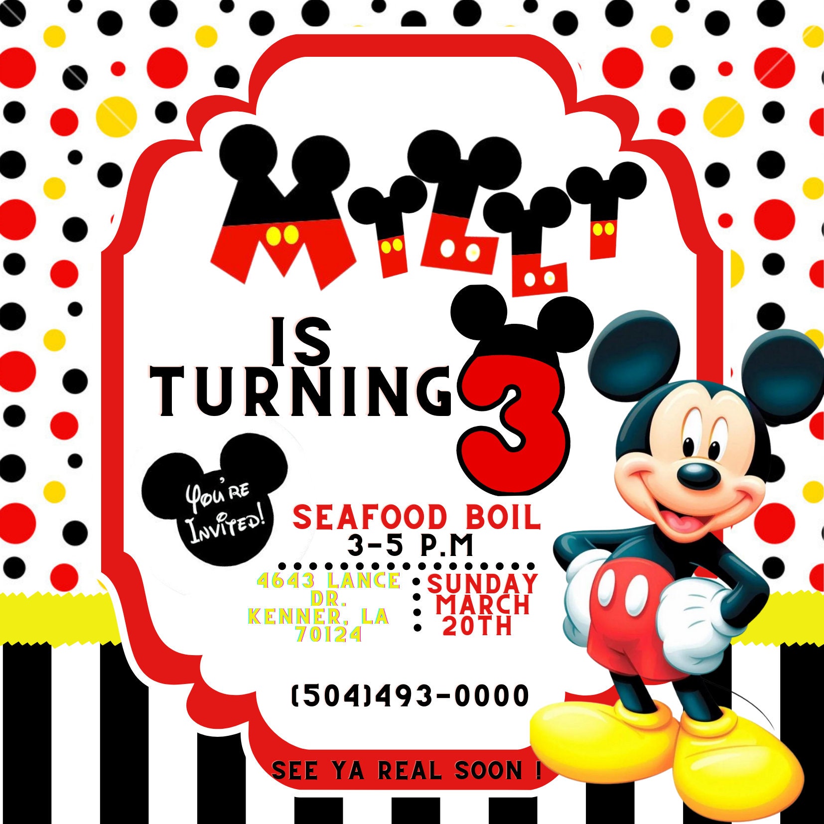 Mickey Mouse Themed Digital Party Flyer - Etsy