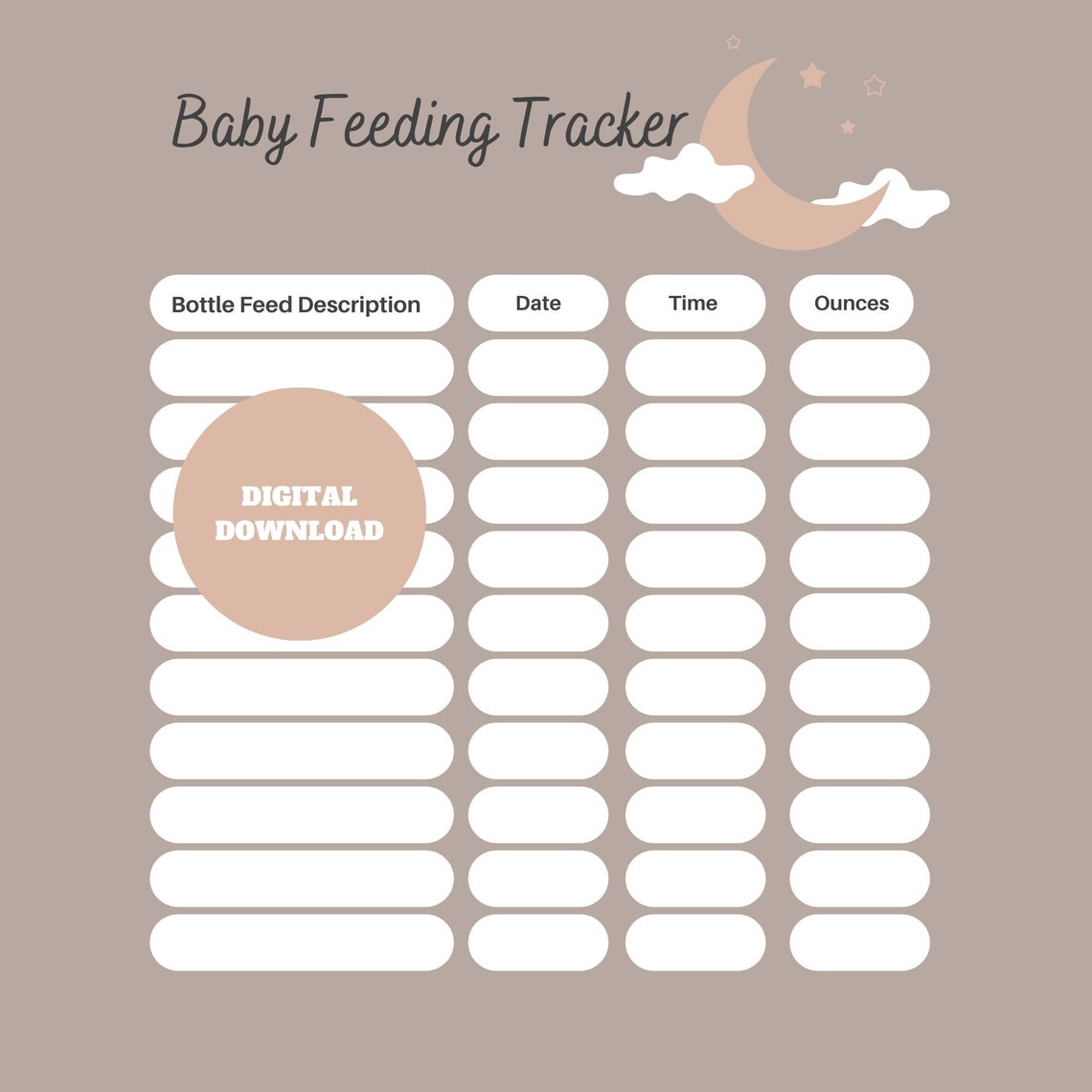 Infant Daily Feeding Log Printable, Baby Feeding Schedule, Bottle ...