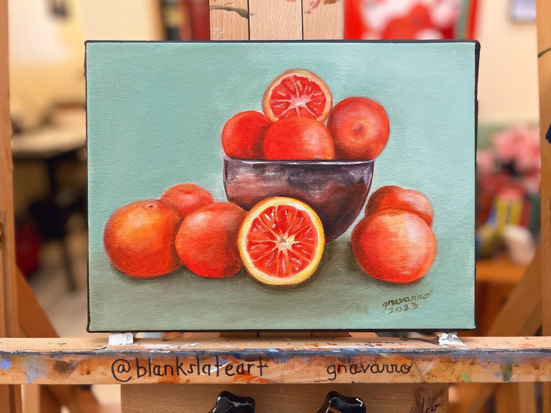 Blood Orange Still Life Painting | Kitchen Wall Decor| Hand-painted ...