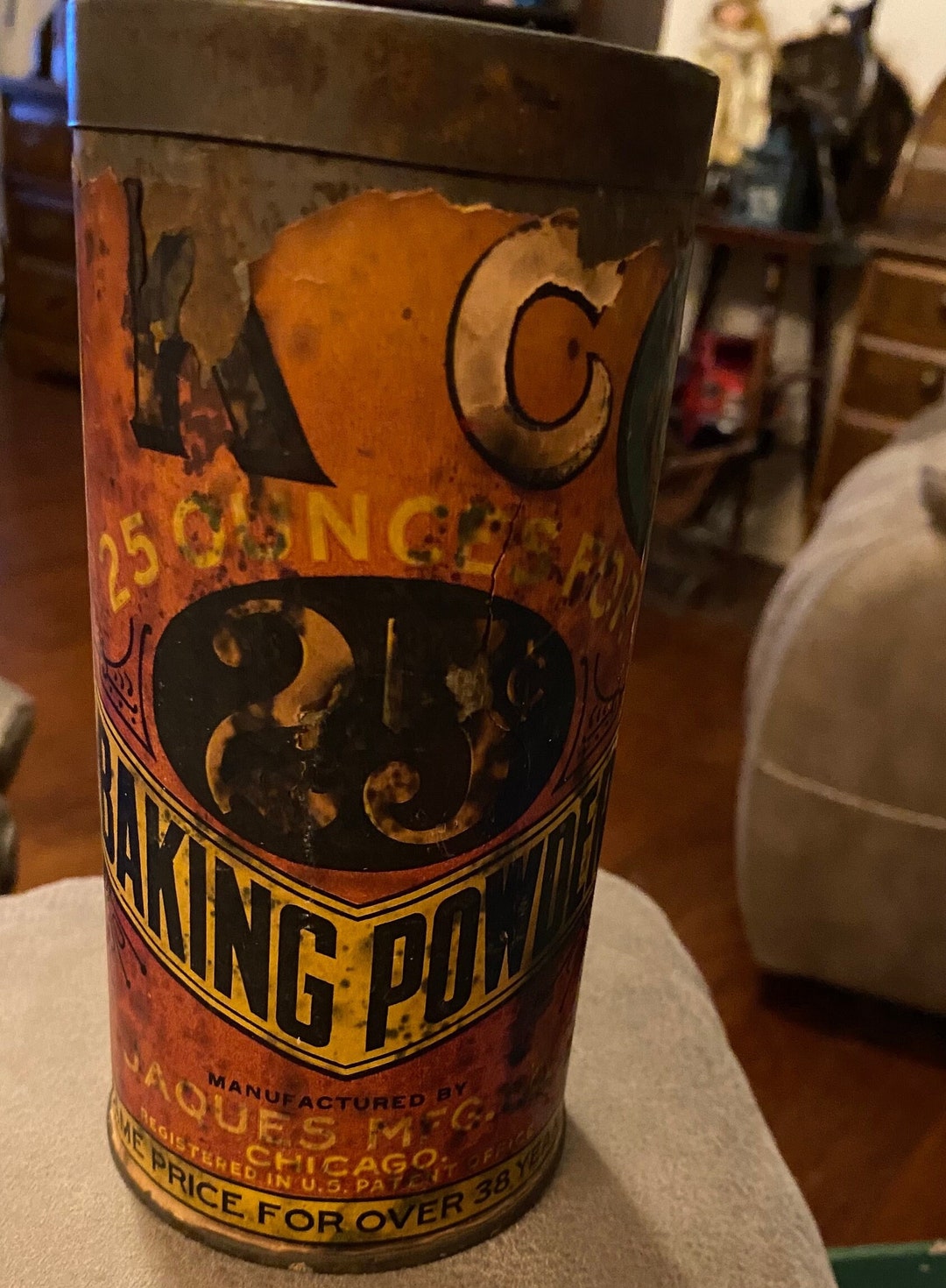 Vintage 1930’s KC Baking Powder Tin “25 Cents for 25 Ounces” on the Lid ...