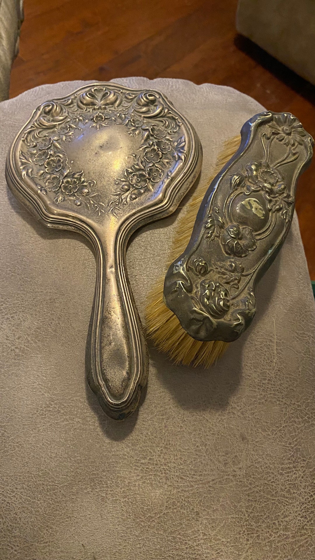 Vintage?? Antique?? Silverplate??? Victorian Mirror & Brush. Handmade ...