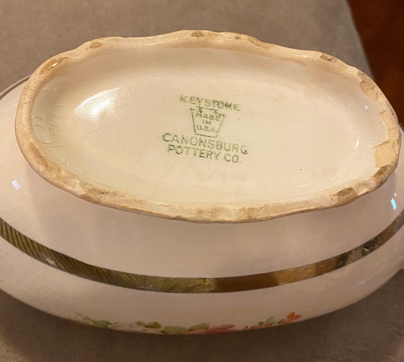 Vintage Decorative Floral Soup Boat From Keystone Canonsburg Pottery Co ...