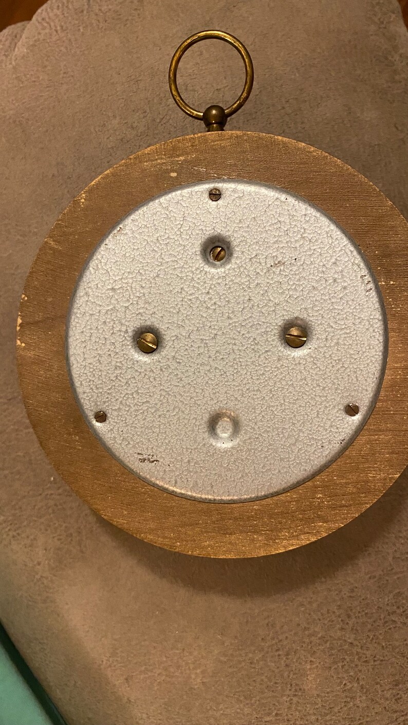 Vintage 1950s SELSI Germany Wood Wall Hanging Barometer. Wood is 5 1/8 ...