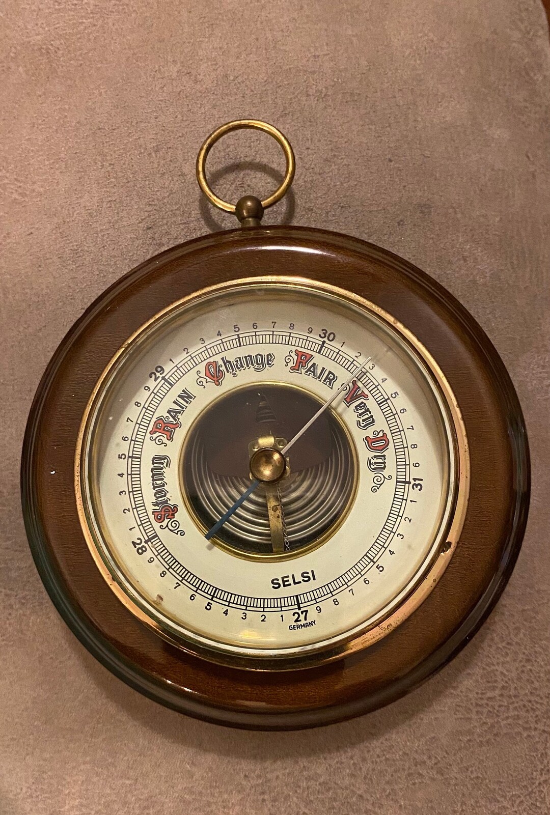 Vintage 1950’s?? “SELSI” Germany Wood Wall Hanging Barometer. Wood is 5 ...