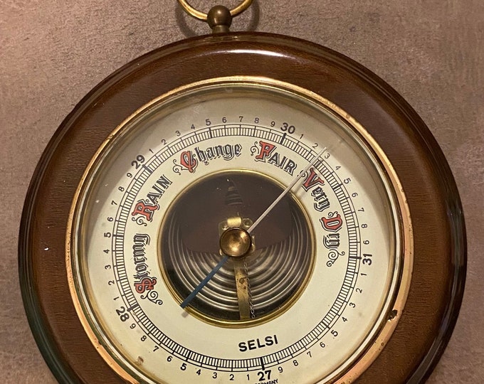 Vintage 1950’s?? “SELSI” Germany Wood Wall Hanging Barometer. Wood is 5 ...