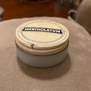 Vintage Rare White Milk Glass Mentholatum Cream Jar With Ribbed Sides ...