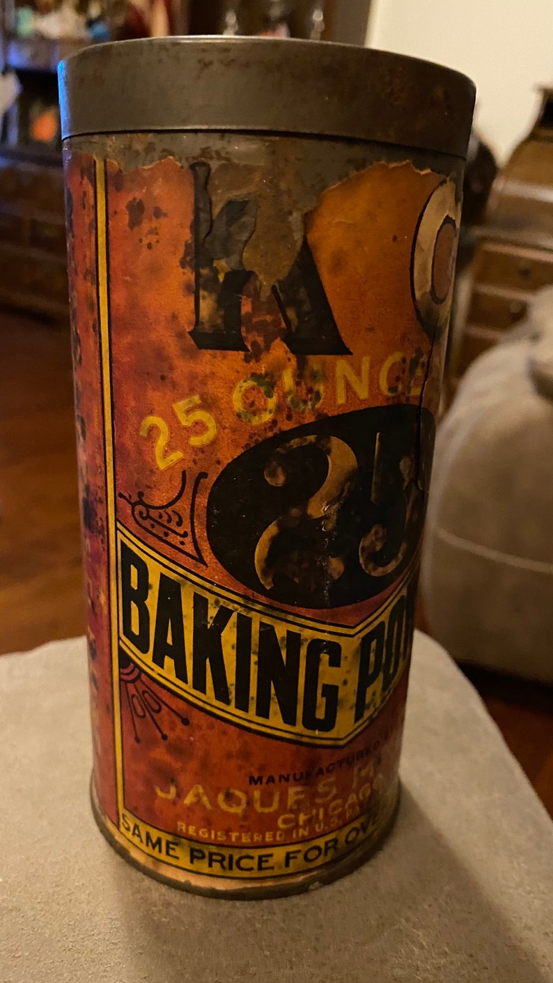 Vintage 1930’s KC Baking Powder Tin “25 Cents for 25 Ounces” on the Lid ...