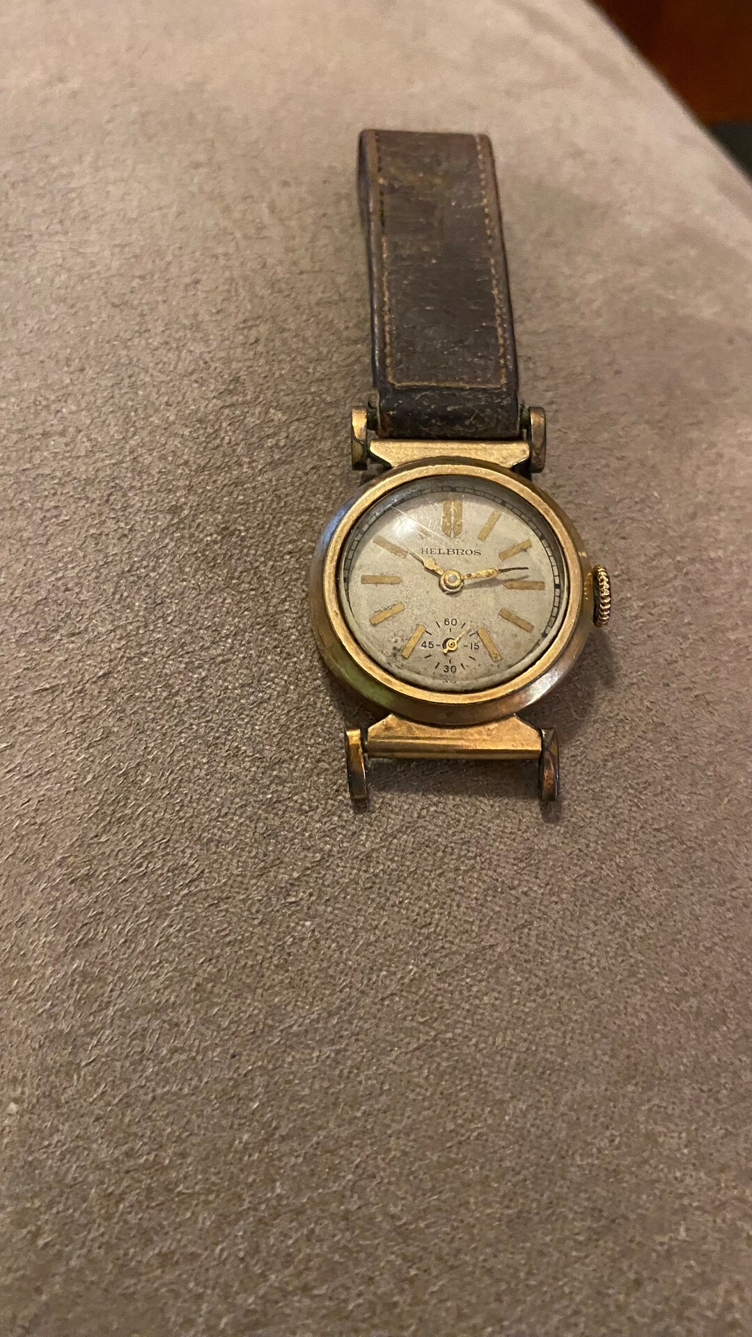 Vintage 1935?? RARE Helbros Swiss 7 Jewels Men’s Gold Tone Watch With ...