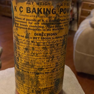 Vintage 1930’s KC Baking Powder Tin “25 Cents for 25 Ounces” on the Lid ...