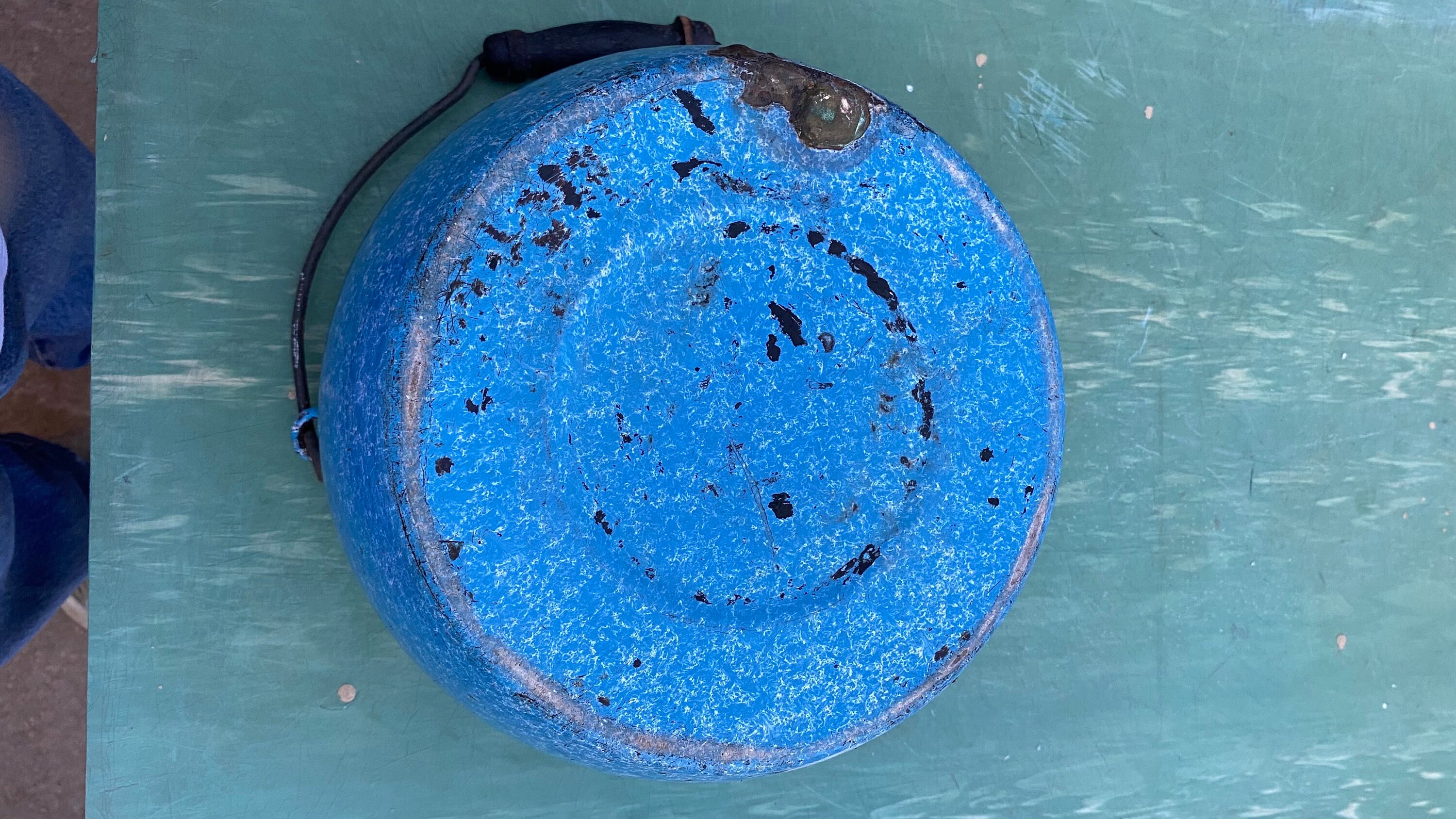 Vintage Really Old Large Sky Blue Porcelain Bean & Stew Cooking Pot ...