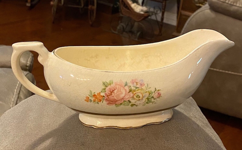 Vintage Decorative Floral Soup Boat From Keystone Canonsburg Pottery Co ...