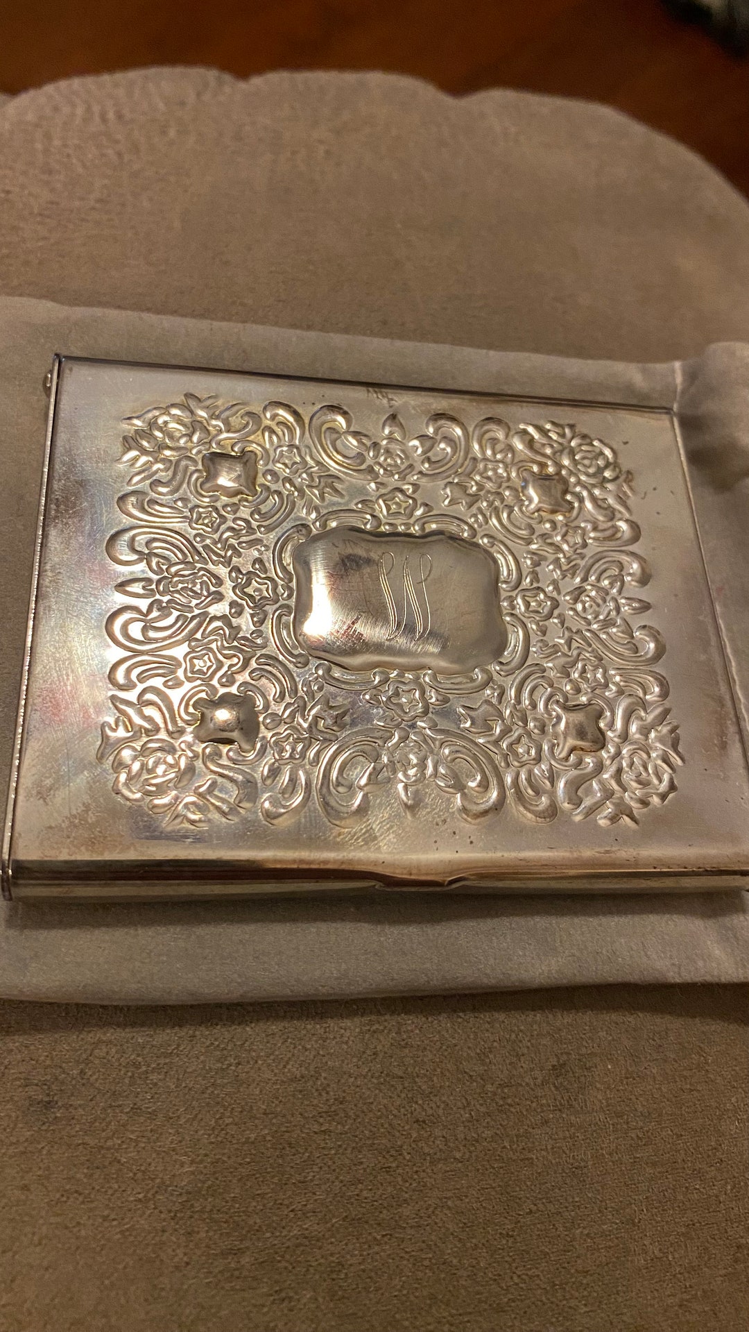 Vintage Silverplate Compact Photo Case With “W” Inscription on the ...