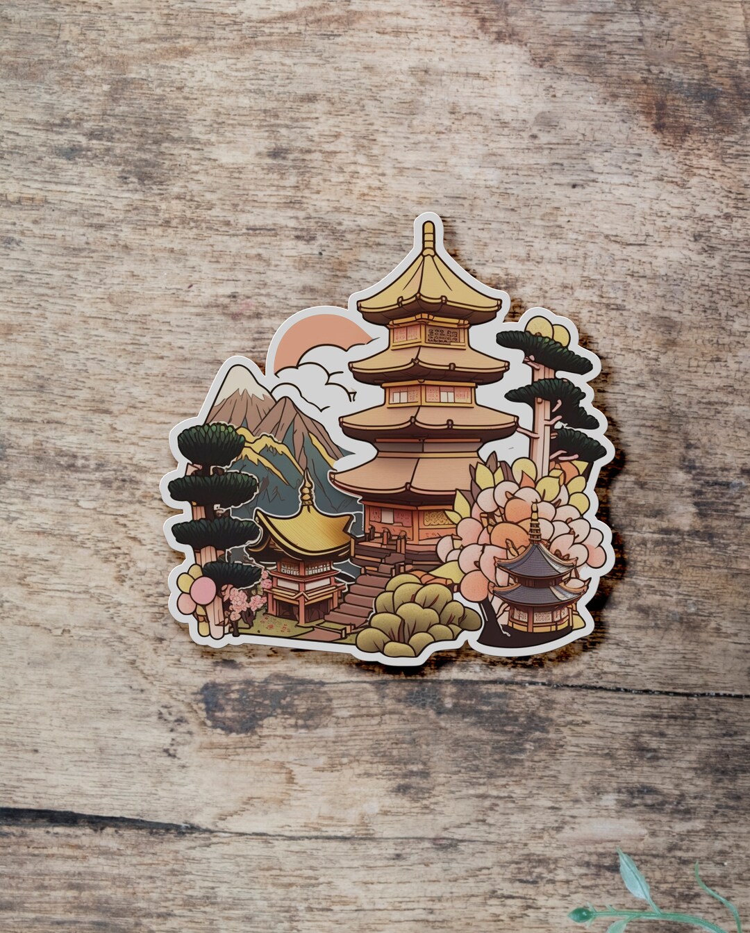 Temple Sticker Cherry Blossom Japanese Pagoda Decal - Etsy