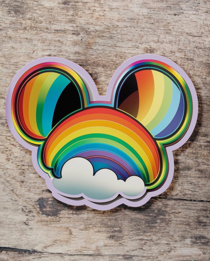 Rainbow Mickey Sticker Disney Mickey Mouse Decal LV - Etsy