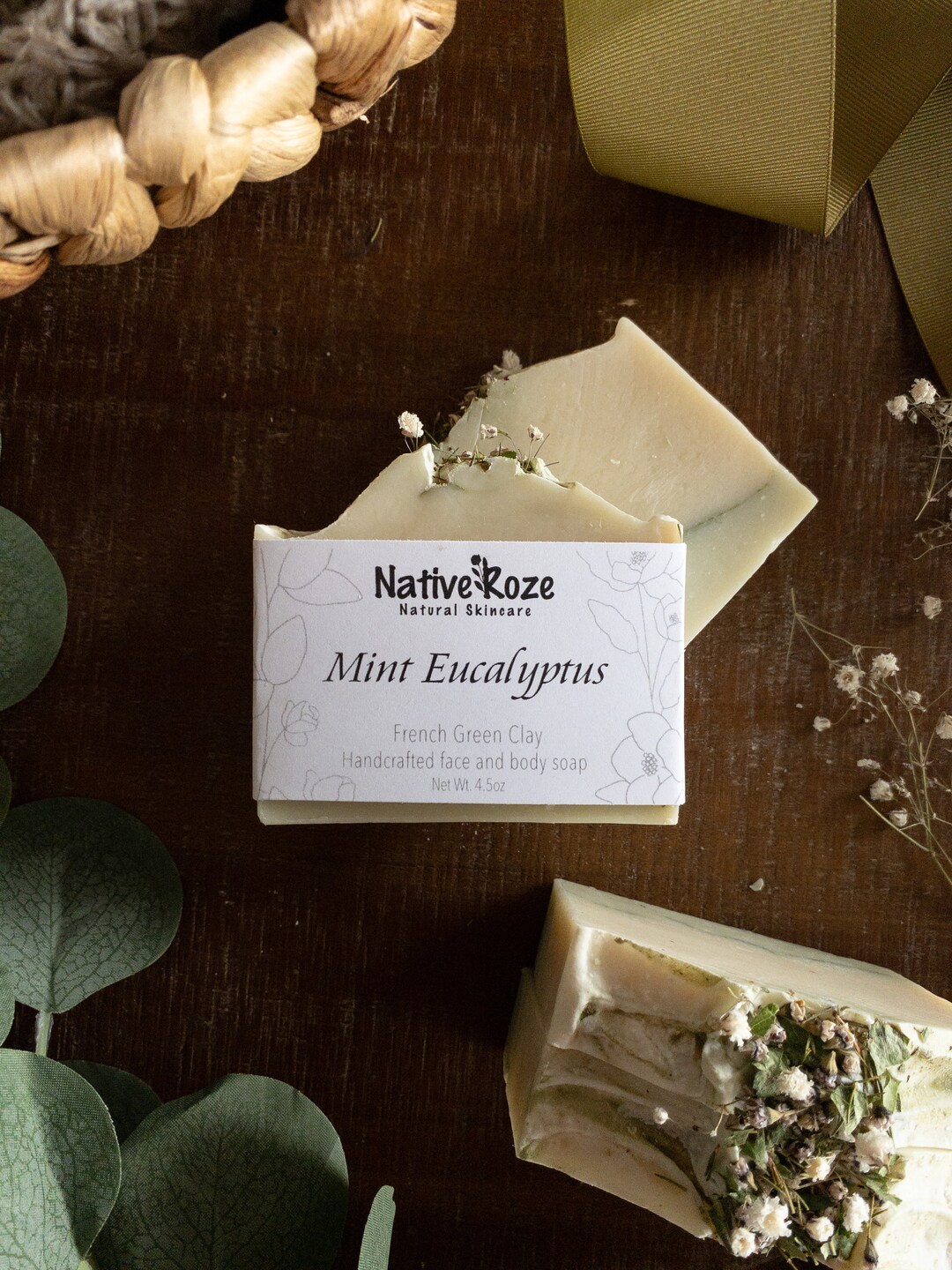 Mint Eucalyptus Handcrafted All Natural Green Soap Bar, Face and Body ...