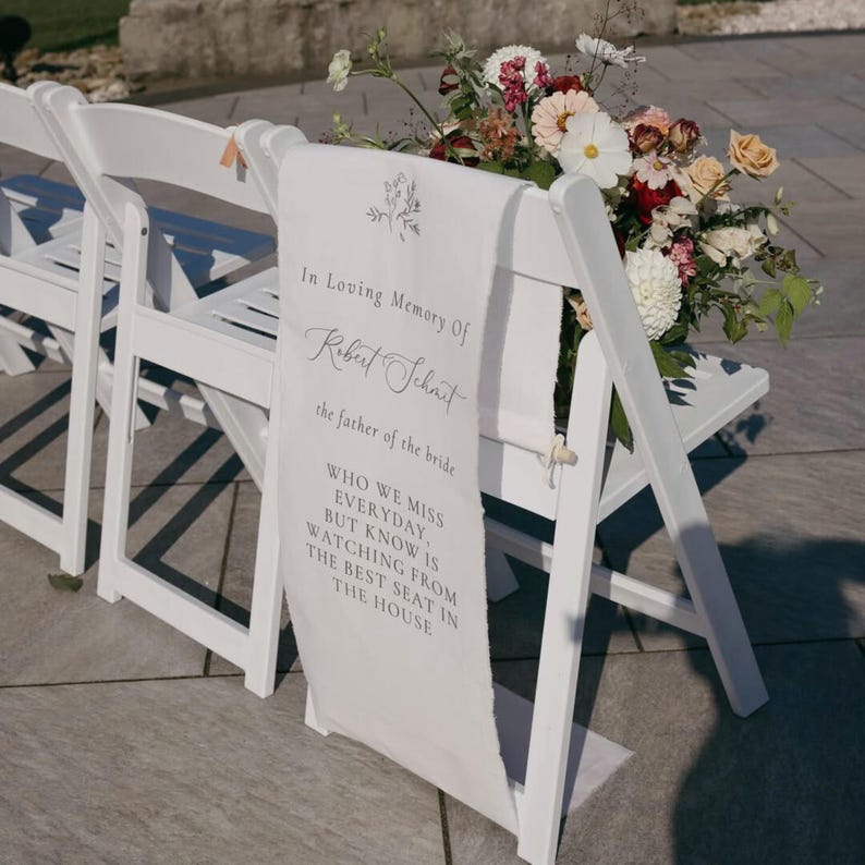 Custom Memorial Wedding Sign, Reserved Wedding Memorial Chair Sign ...