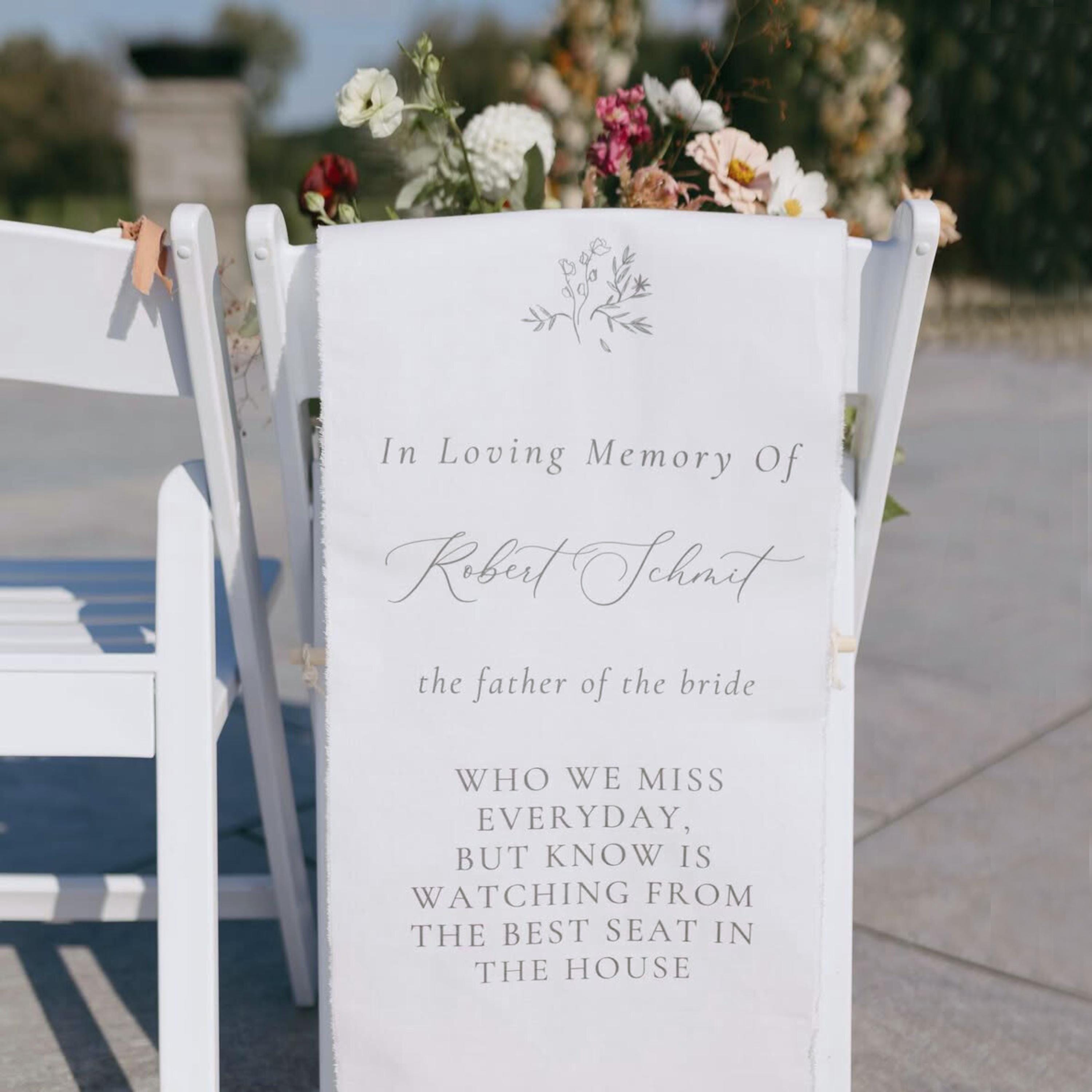 Custom Memorial Wedding Sign, Reserved Wedding Memorial Chair Sign ...
