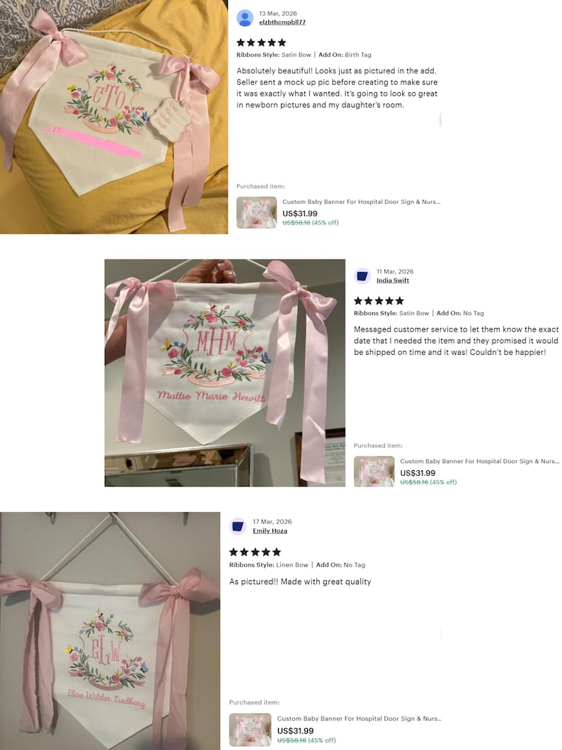 Custom Baby Banner for Hospital Door Sign & Nursery, Monogram Baby ...