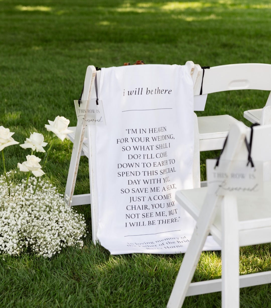 Custom Memorial Wedding Sign, Reserved Wedding Memorial Chair Sign ...