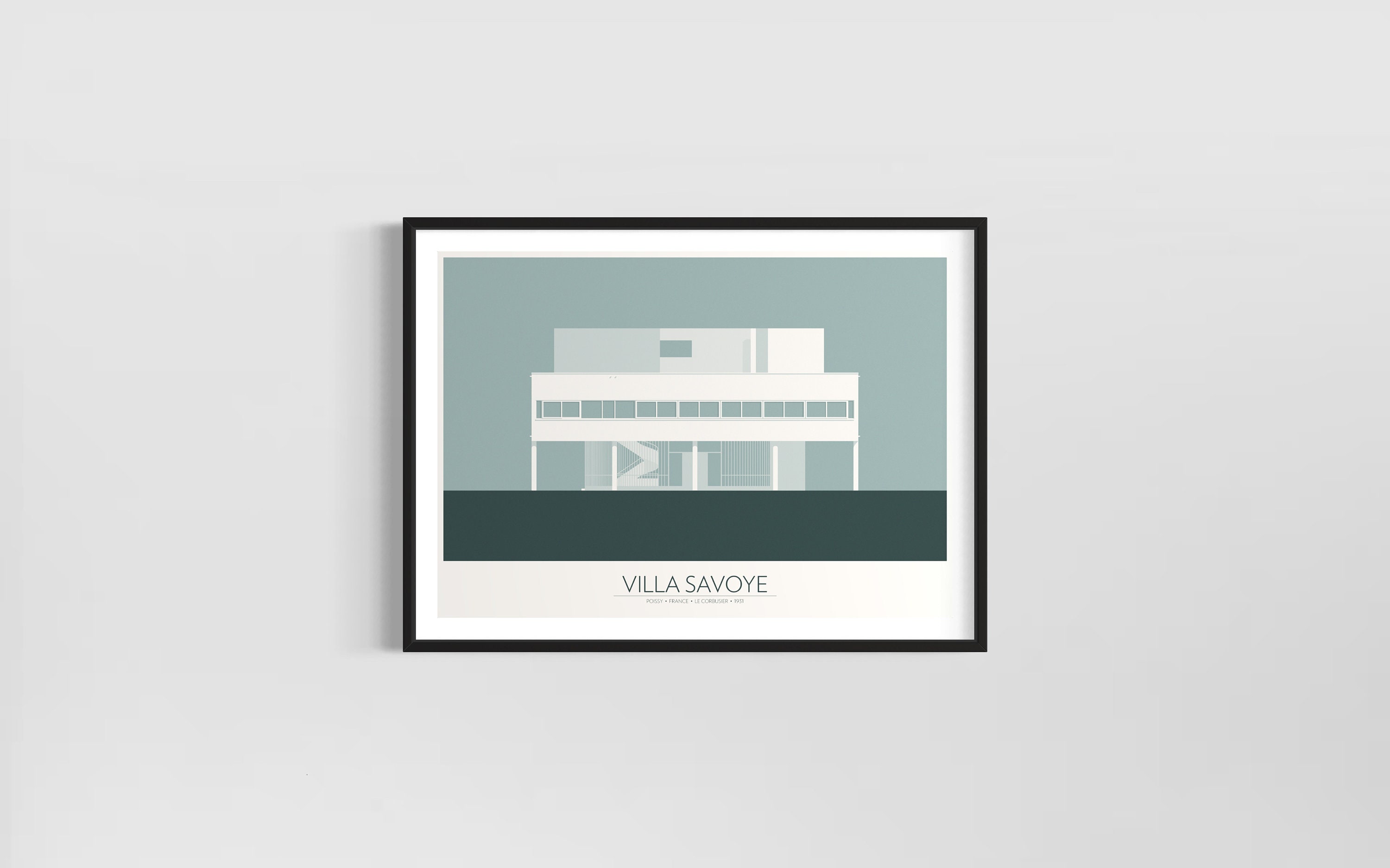 Digital Print Villa Savoye by Le Corbusier Casper Blue - Etsy