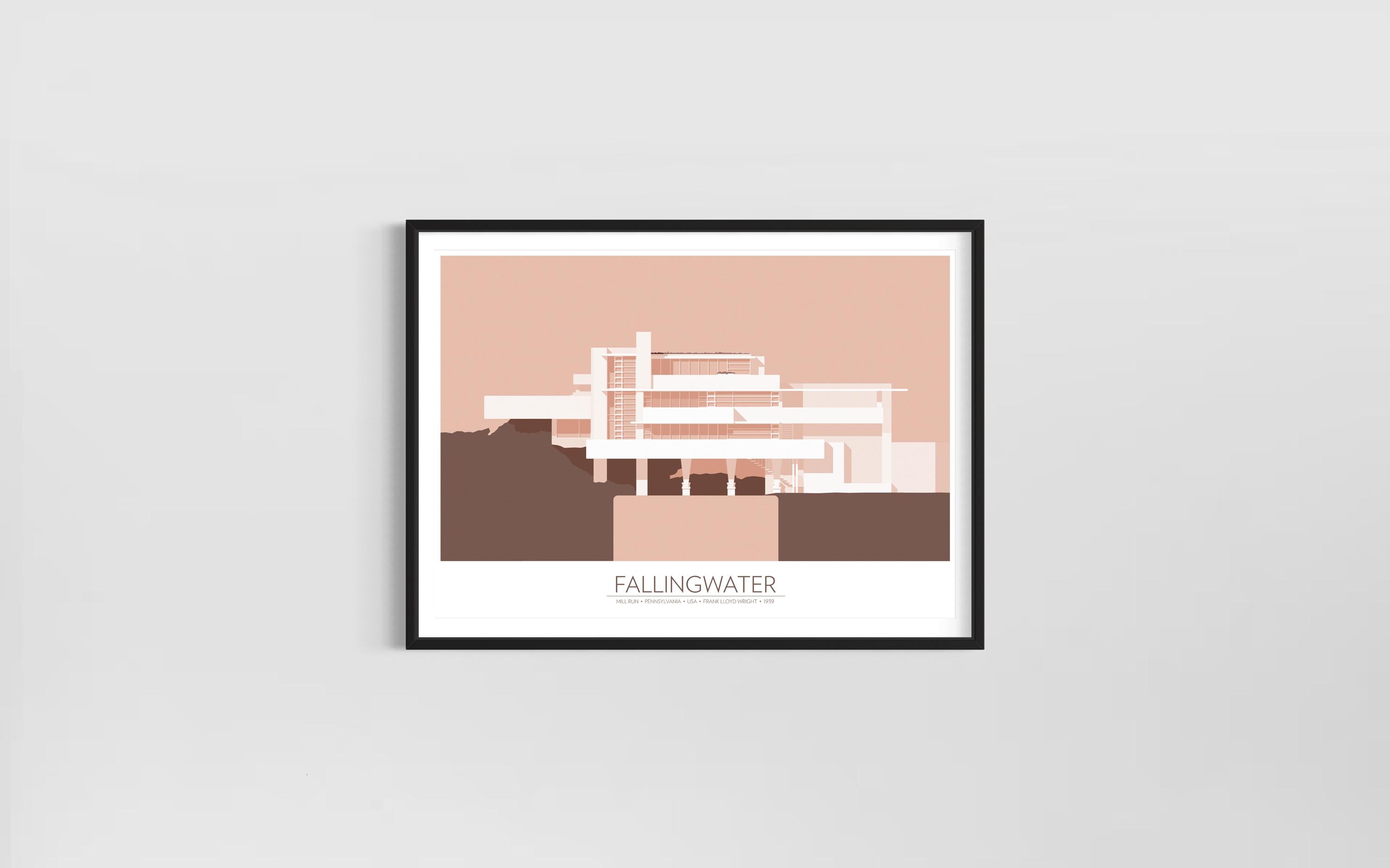 Fallingwater Architecture Print: Frank Lloyd Wright, 4 Colors (digital ...