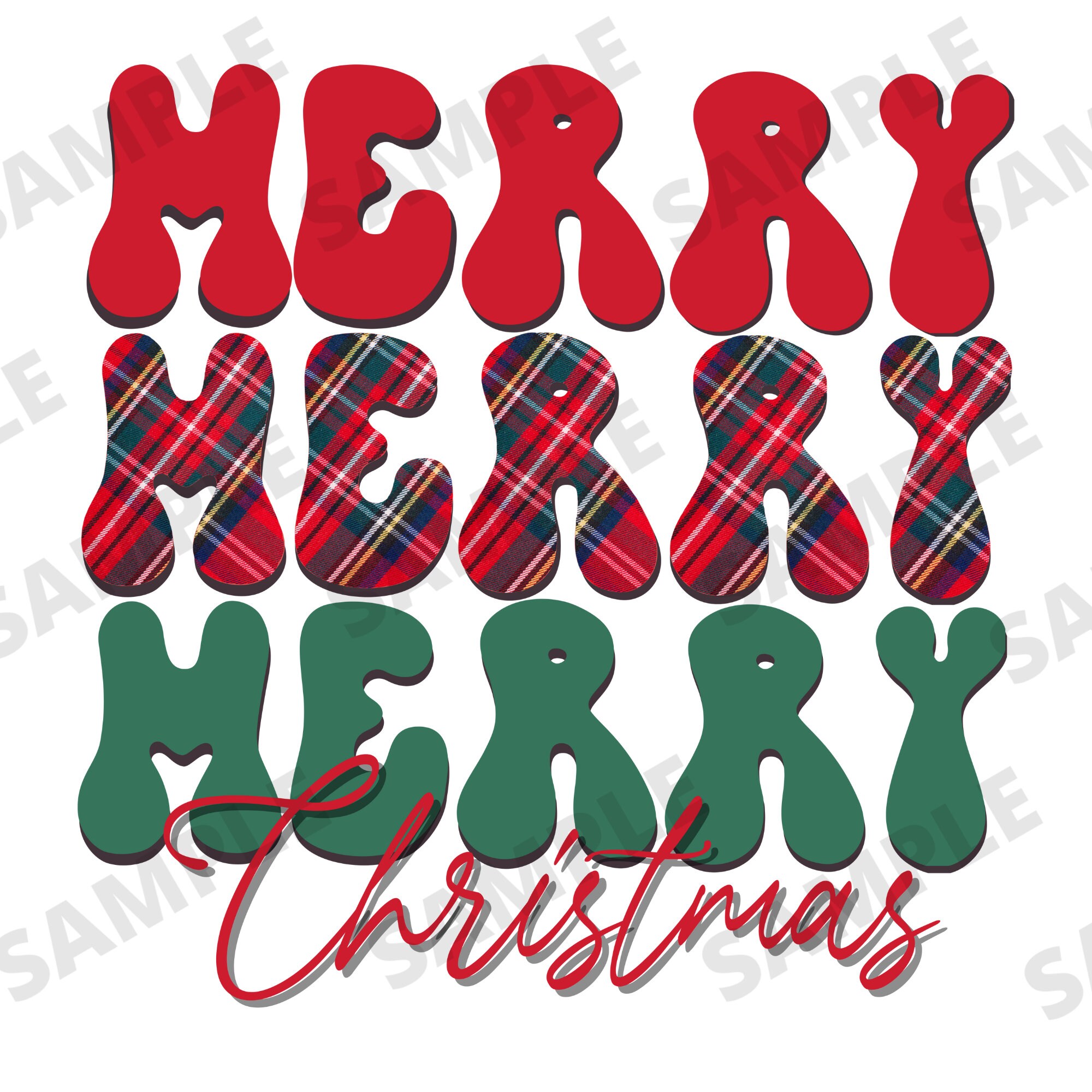 Plaid Merry Christmas Png for Sublimation & Print, Merry Christmas Png ...