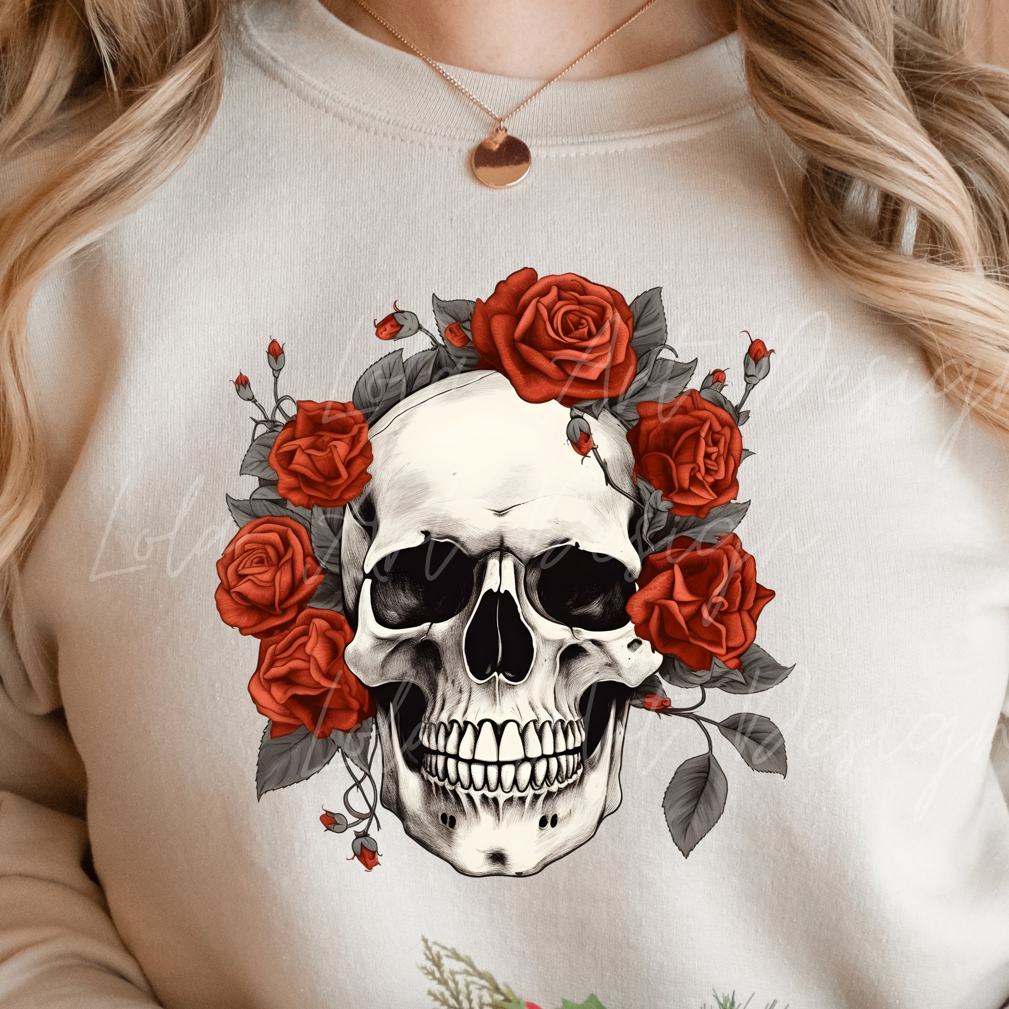 Red Roses Skull PNG Sublimation Design, Skull With Roses PNG, Floral ...