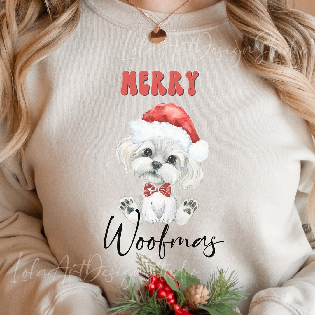 Maltese Christmas Png Sublimation Design, Merry Woofmas Png, Maltese ...