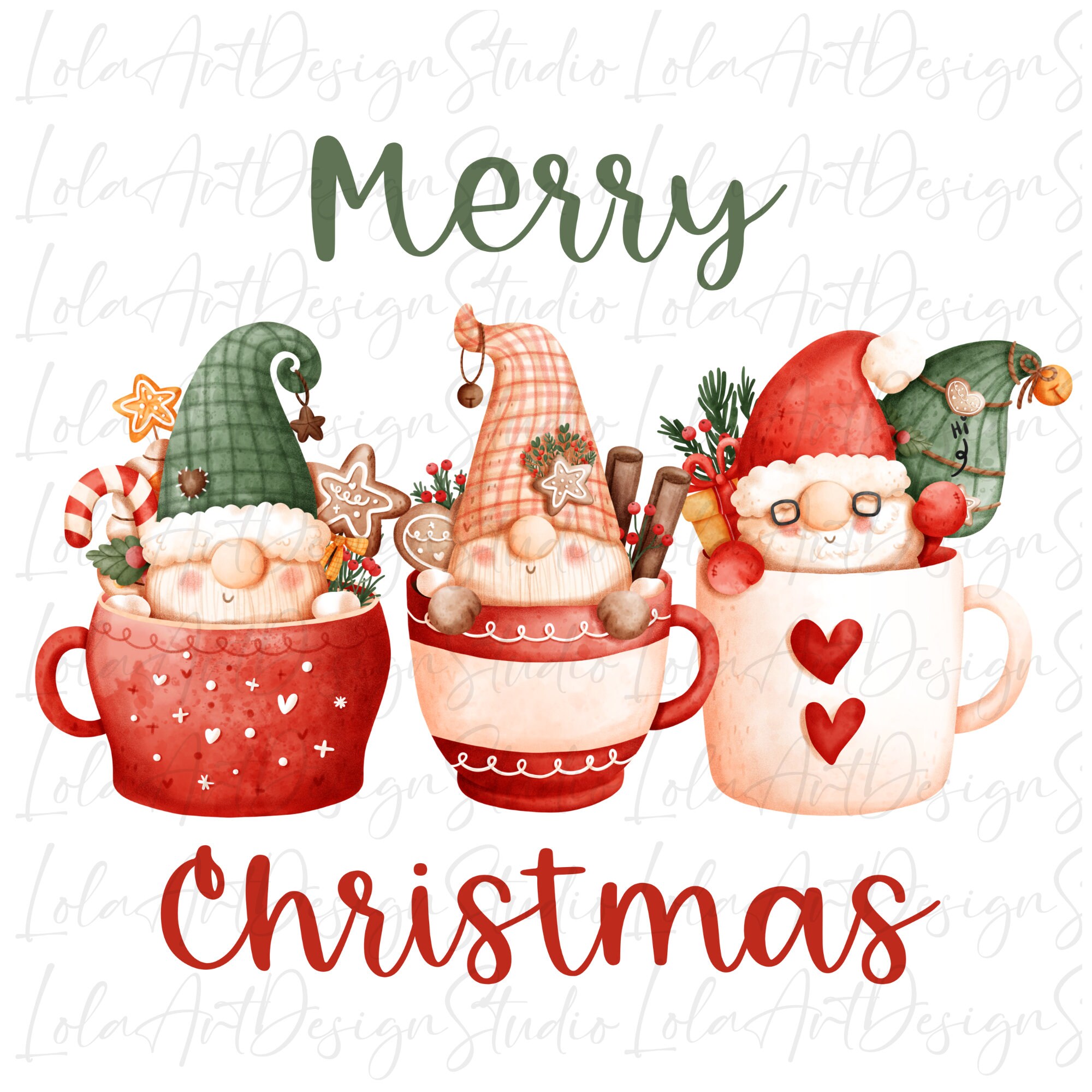 Merry Christmas Gnomes Png Sublimation Design, Christmas Gnomes in Cups ...