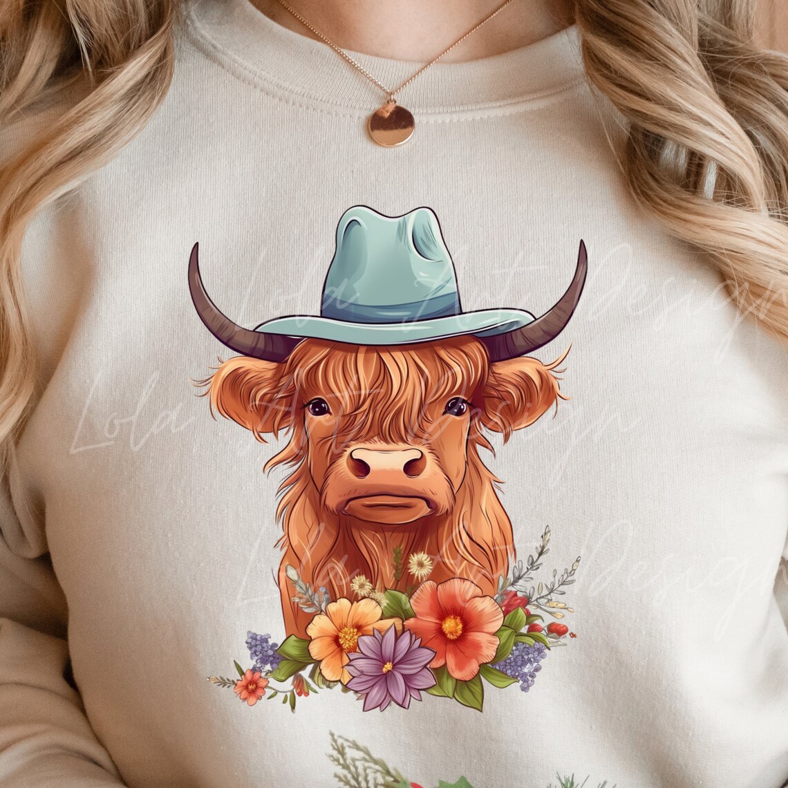 Highland Cow PNG Sublimation Design, Transparent Background Cute Cowboy ...
