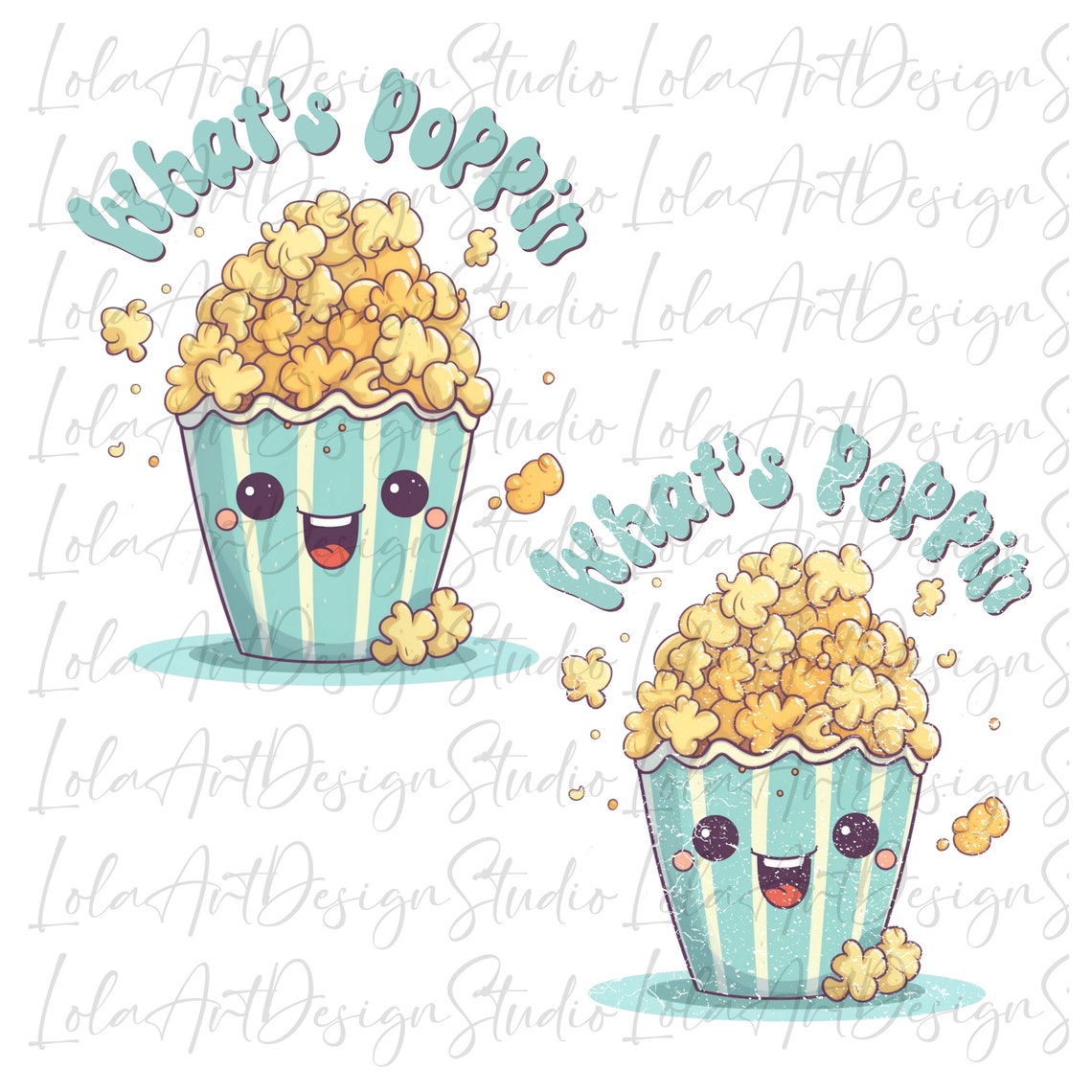 What's Poppin PNG File for Sublimation, Retro Popcorn Kawaii ...
