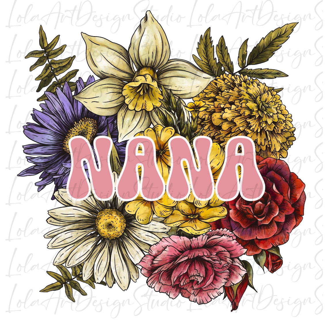 Floral Nana Png Nana Design File for Sublimation Nana Floral - Etsy