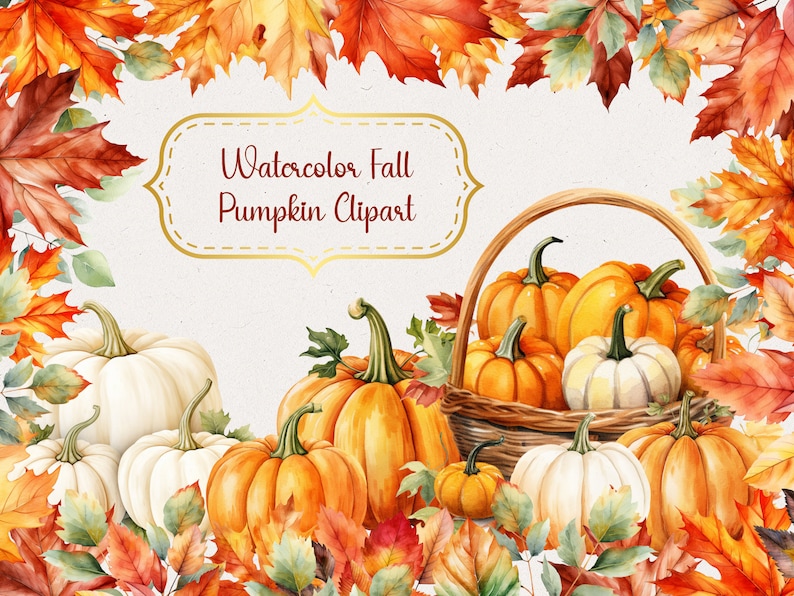 Watercolor Fall Pumpkins Clipart Thanksgiving Pumpkins PNG - Etsy