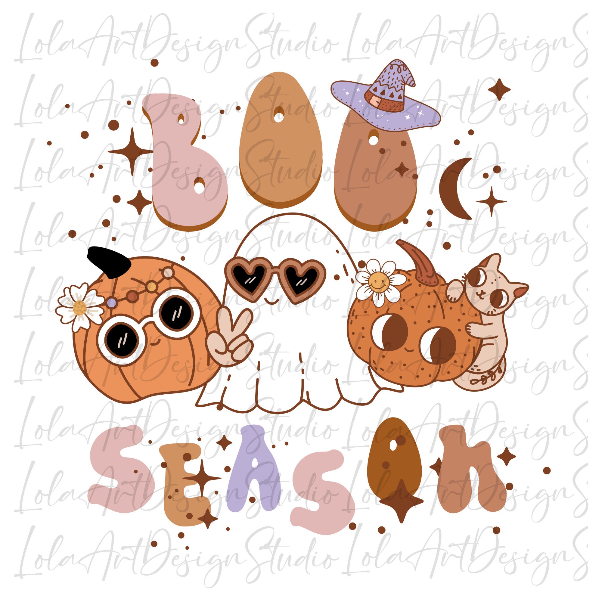 Boo Season Png, Boho Halloween Sublimation Design, Groovy Halloween PNG ...