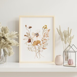 Watercolor Boho Botanical Fall Wild Flowers Wall Art Painting, Floral ...