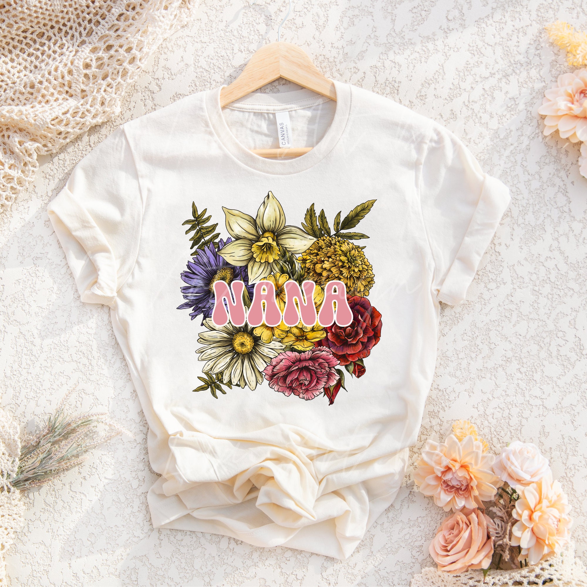 Floral Nana Png, Nana Design File for Sublimation, Nana Floral Png, Tshirt Design Png Gift for ...